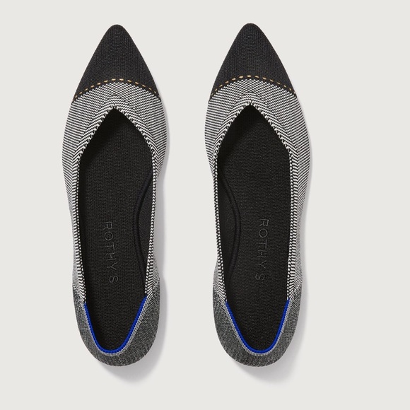 Rothy's | Shoes | Rothys Gray With Black Toe Cap Pointy Flats Size 3 ...